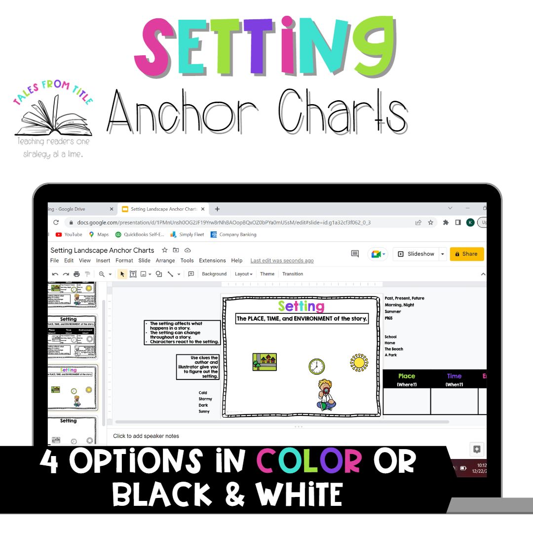 Fiction Anchor Charts and Interactive Notebook Pages: Setting | Made By ...