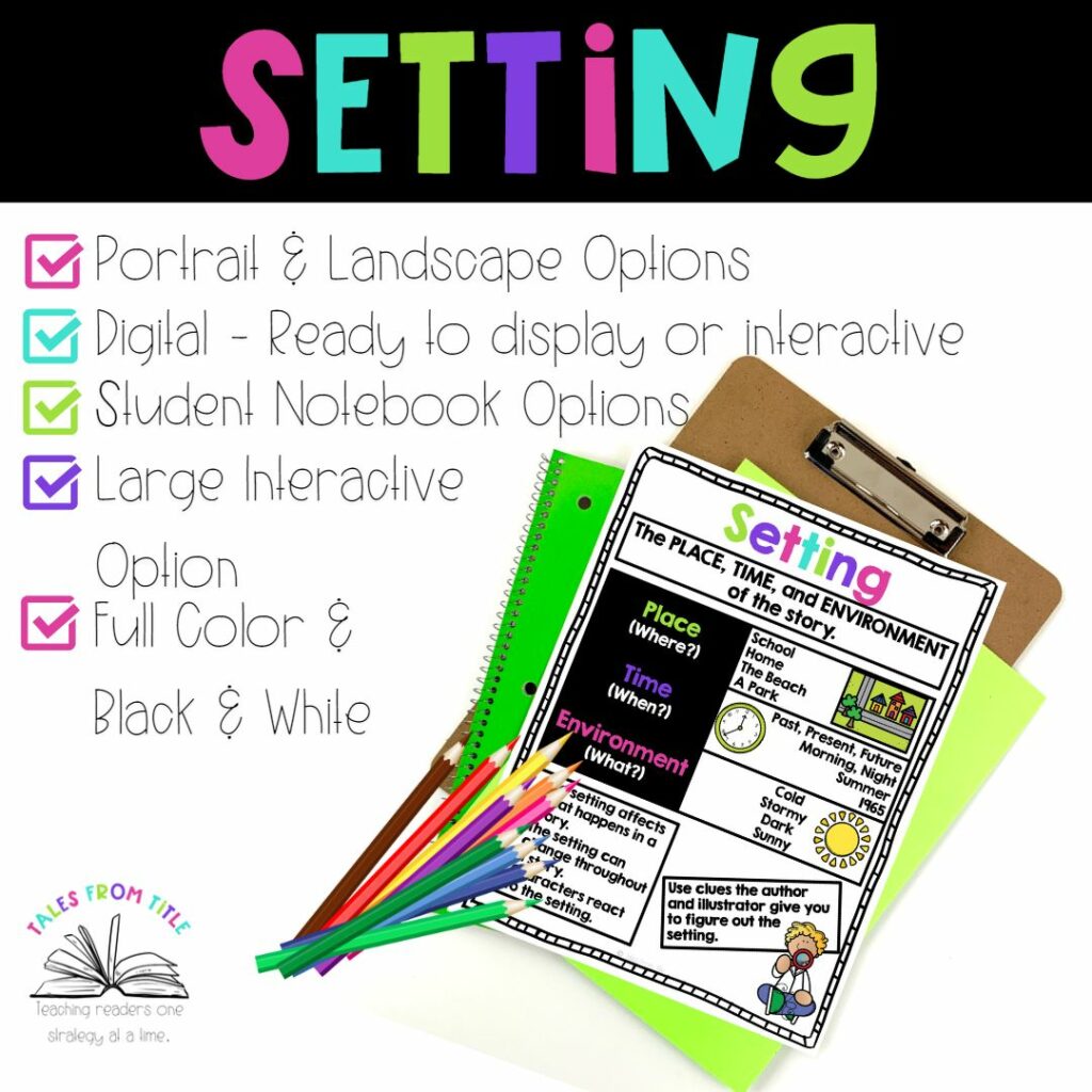 Fiction Anchor Charts and Interactive Notebook Pages: Setting | Made By ...