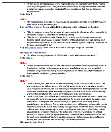 6th Science Lesson Air Mass/Weather, Climate OAS 6.ESS2.5,2.6 NGSS MS ...