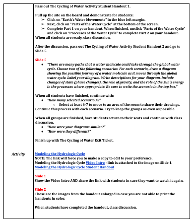 6th Science Lesson Water Cycle OAS 6.ESS2.4 NGSS MS-ESS2-4 | Made By ...