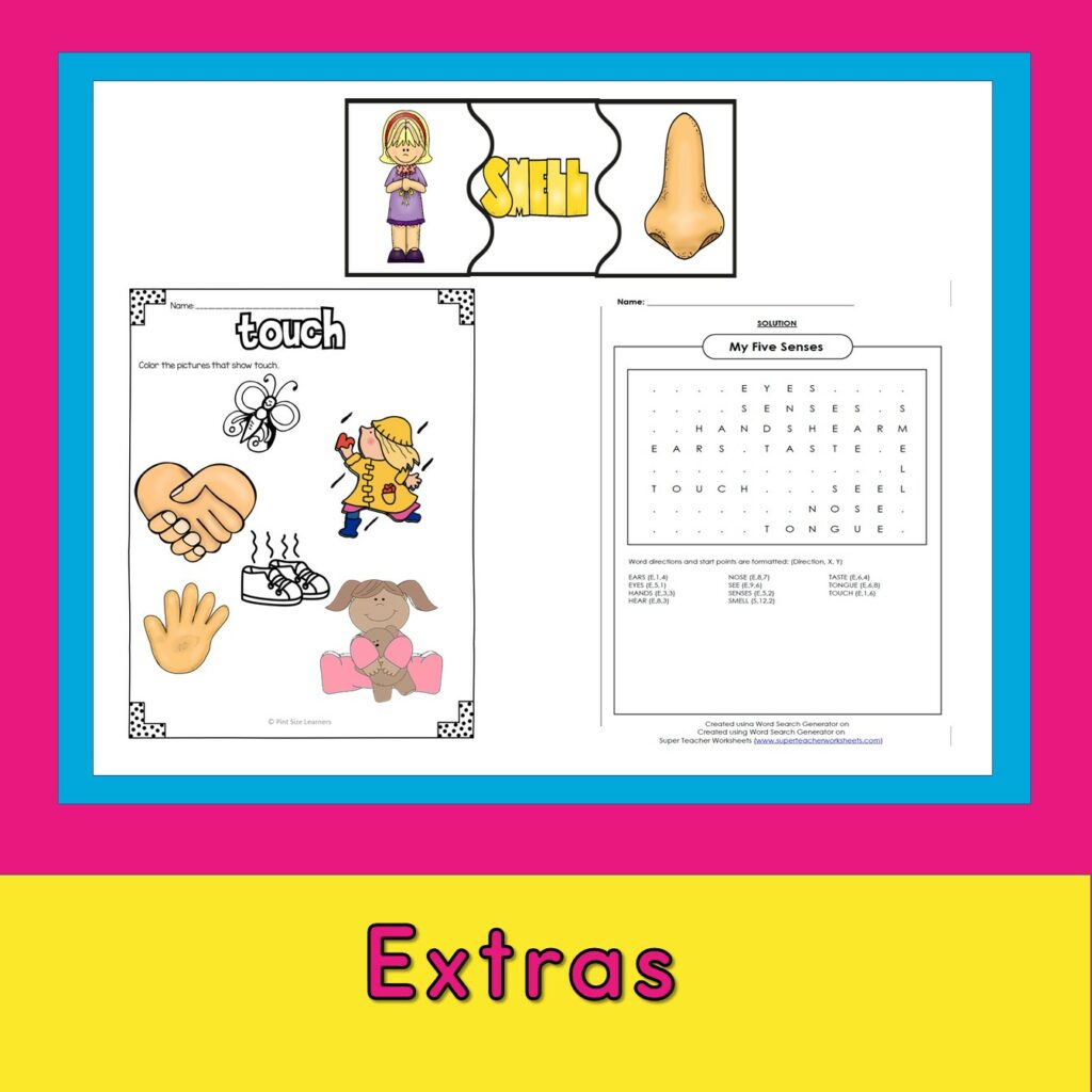 Five Senses Book Study Unit and Lesson Plans | 5 Senses Worksheets and ...