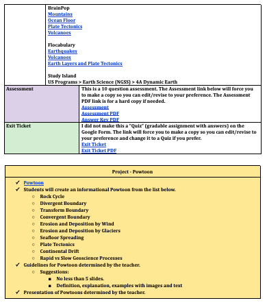 6th Science Lesson Earth's Processes,Plate Tectonics 6.ESS2.2,2.3, MS ...