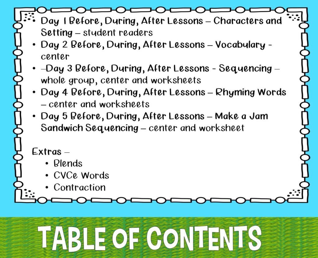 The Giant Jam Sandwich Book Study | Lesson Plans | Centers | Worksheets ...