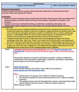 6th Science Lesson Cycling of Earth's Materials OAS 6.ESS2.1 NGSS MS ...