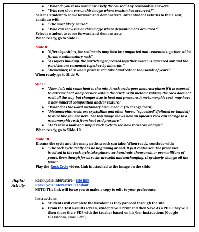 6th Science Lesson Cycling of Earth's Materials OAS 6.ESS2.1 NGSS MS ...