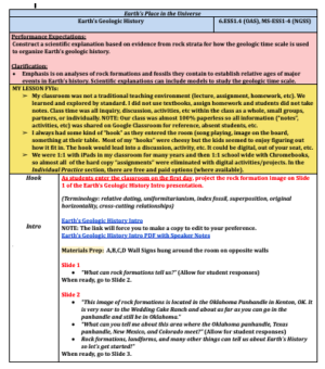 6th Science Lesson Earth's Geologic History OAS 6.ESS1.4 NGSS MS-ESS1-4 ...