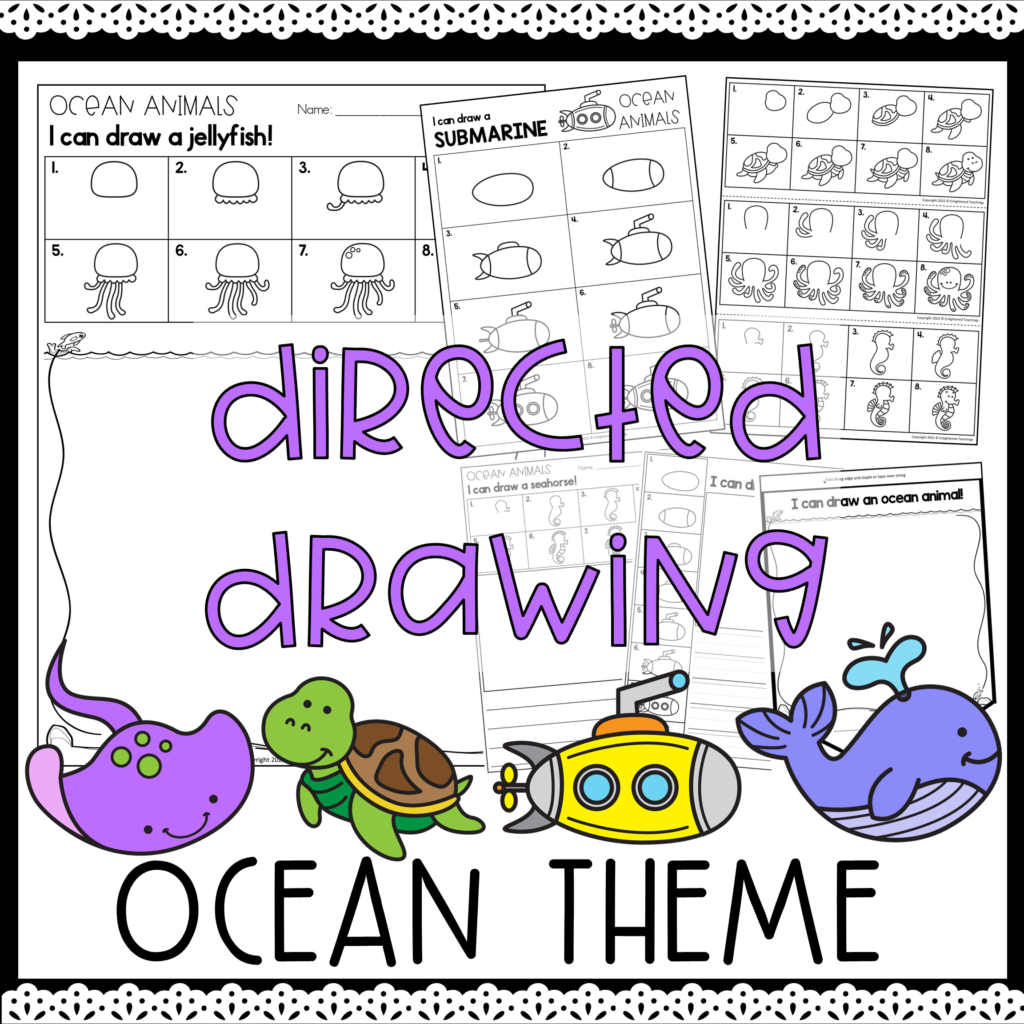 Ocean Directed Drawings Worksheets - Ocean Writing Prompts - Draw and ...