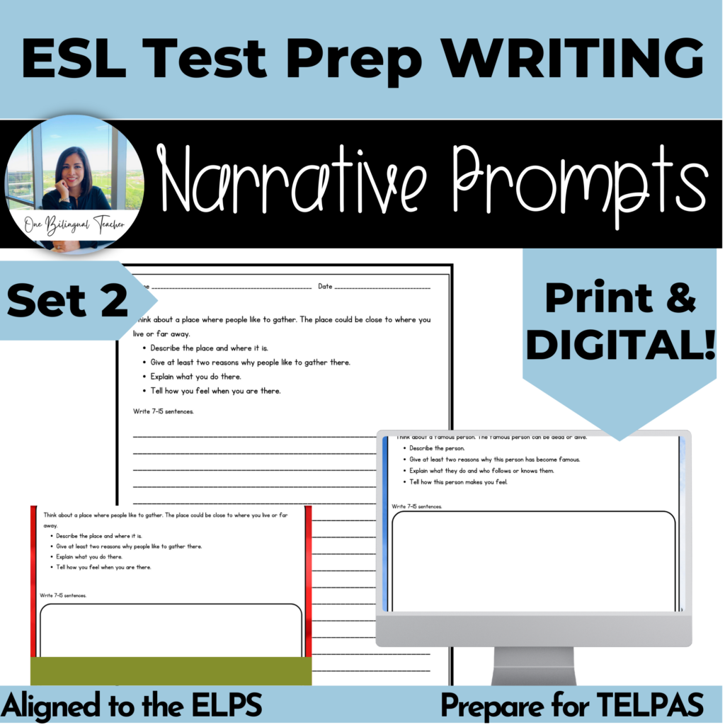 ESL Test Prep Narrative Writing Prompts Set 2 | Made By Teachers