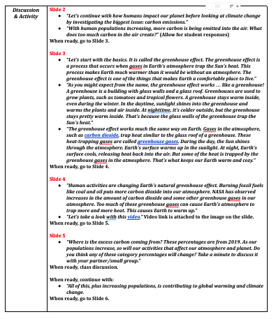 7th Science Lesson Factors of Global Temp Change OAS 7.ESS3.5 NGSS MS ...