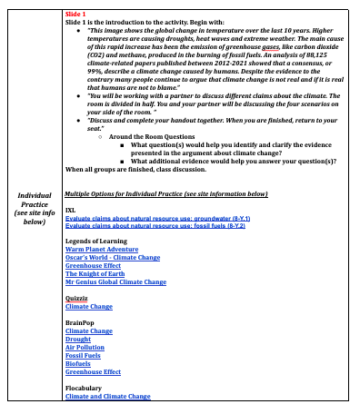7th Science Lesson Factors of Global Temp Change OAS 7.ESS3.5 NGSS MS ...