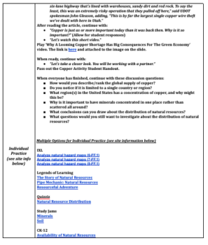 7th Science Lesson Earth's Resources Distribution OAS 7.ESS3.1 NGSS MS ...