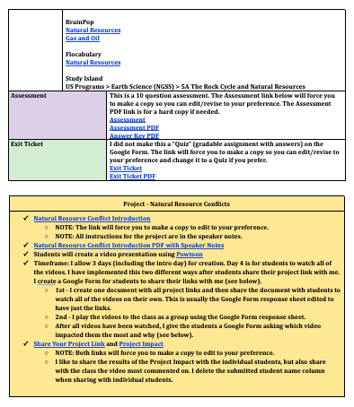 7th Science Lesson Earth's Resources Distribution OAS 7.ESS3.1 NGSS MS ...