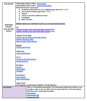 8th Science Lesson Role of Gravity OAS 8.ESS1.2 NGSS MS-ESS1-2 | Made ...