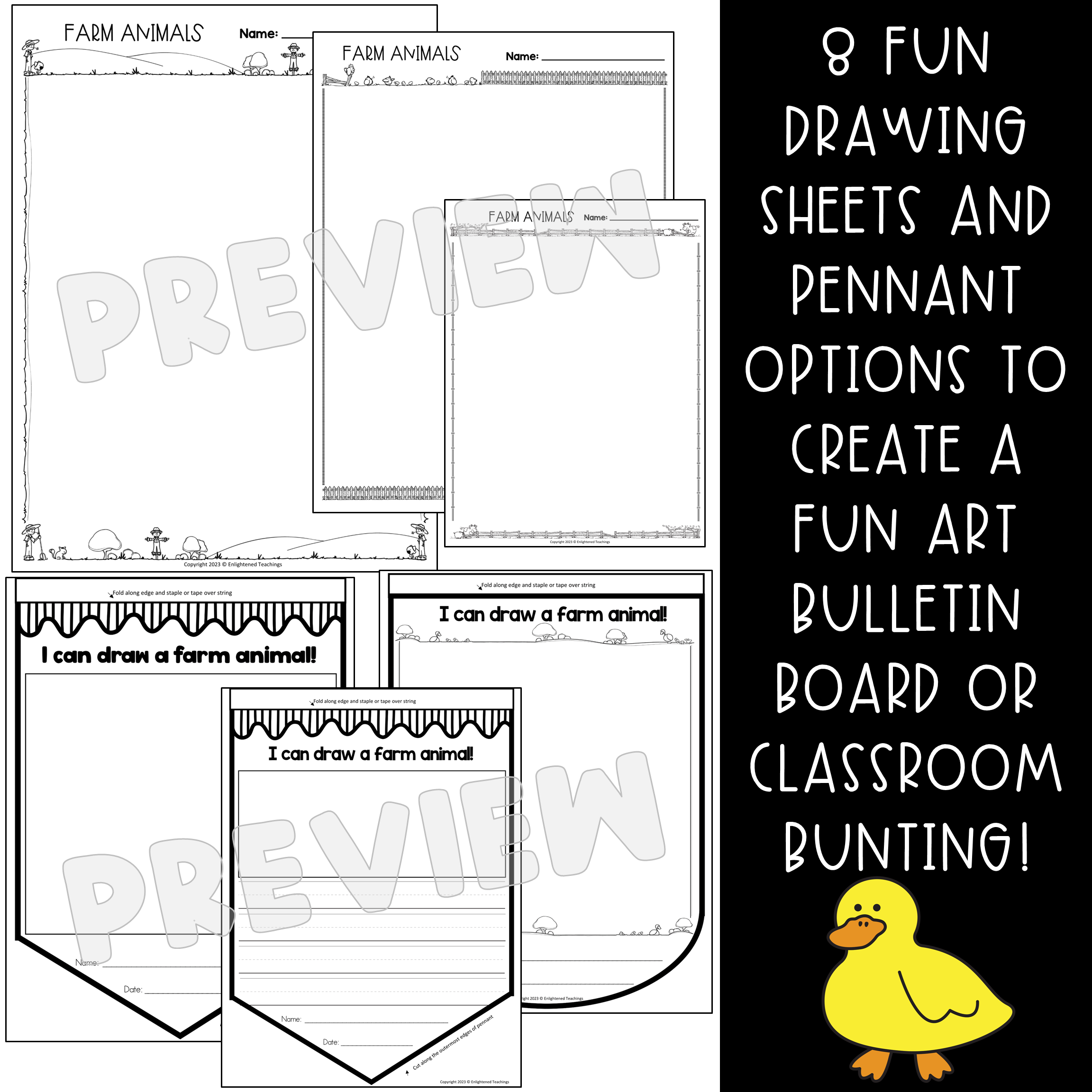 Farm Directed Drawings Worksheets - Farm Writing Prompts - Draw and ...