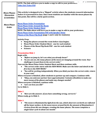 8th Science Lesson Earth Sun Moon System OAS 8.ESS1.1 NGSS MS-ESS1-1 ...