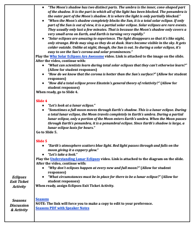 8th Science Lesson Earth Sun Moon System OAS 8.ESS1.1 NGSS MS-ESS1-1 ...