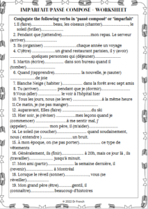 Imparfait vs Passé Composé French Conjugation Worksheet | Made By Teachers