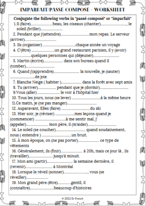 Imparfait vs Passé Composé French Conjugation Worksheet | Made By Teachers