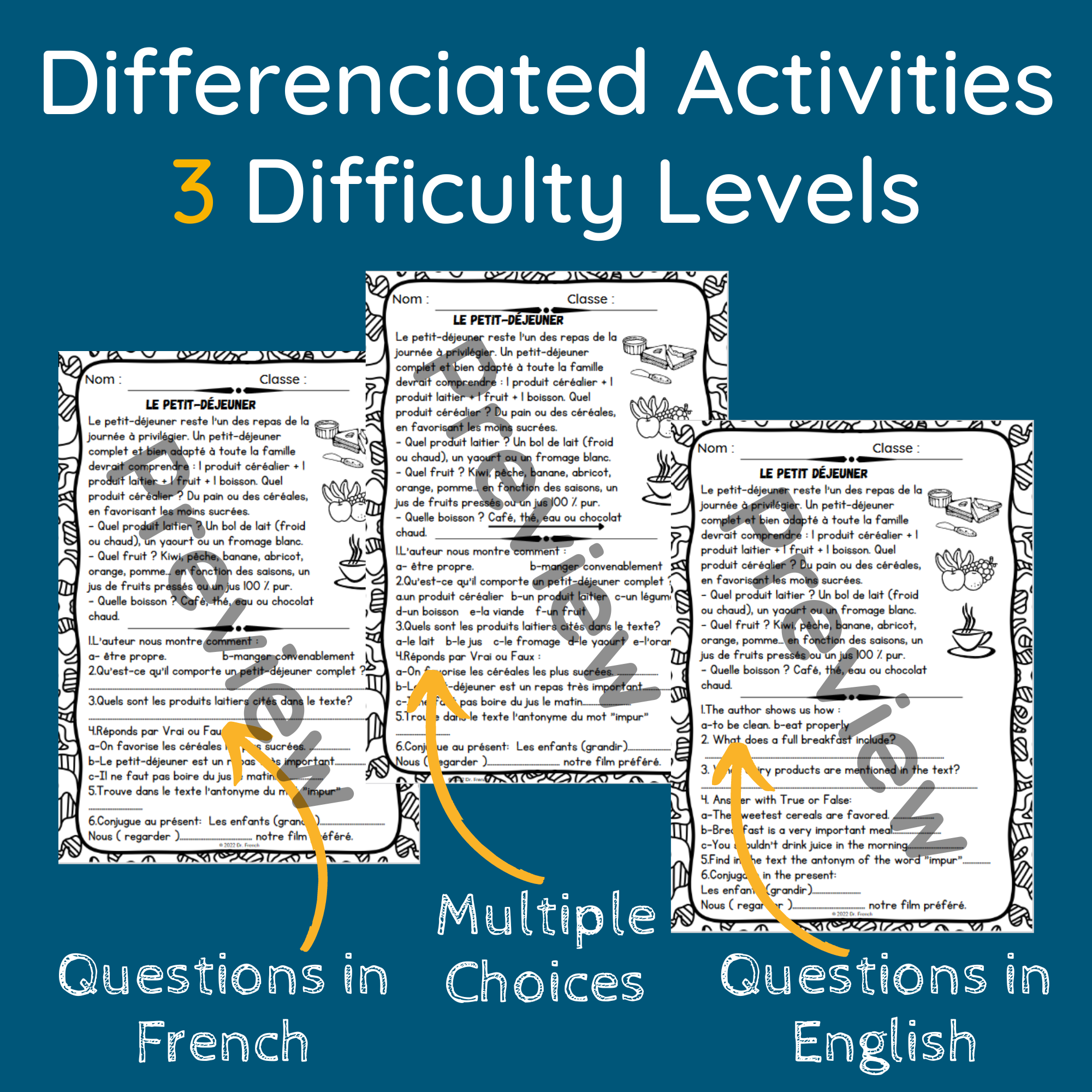 French Reading Comprehension Activity For Beginners. Compréhension de ...