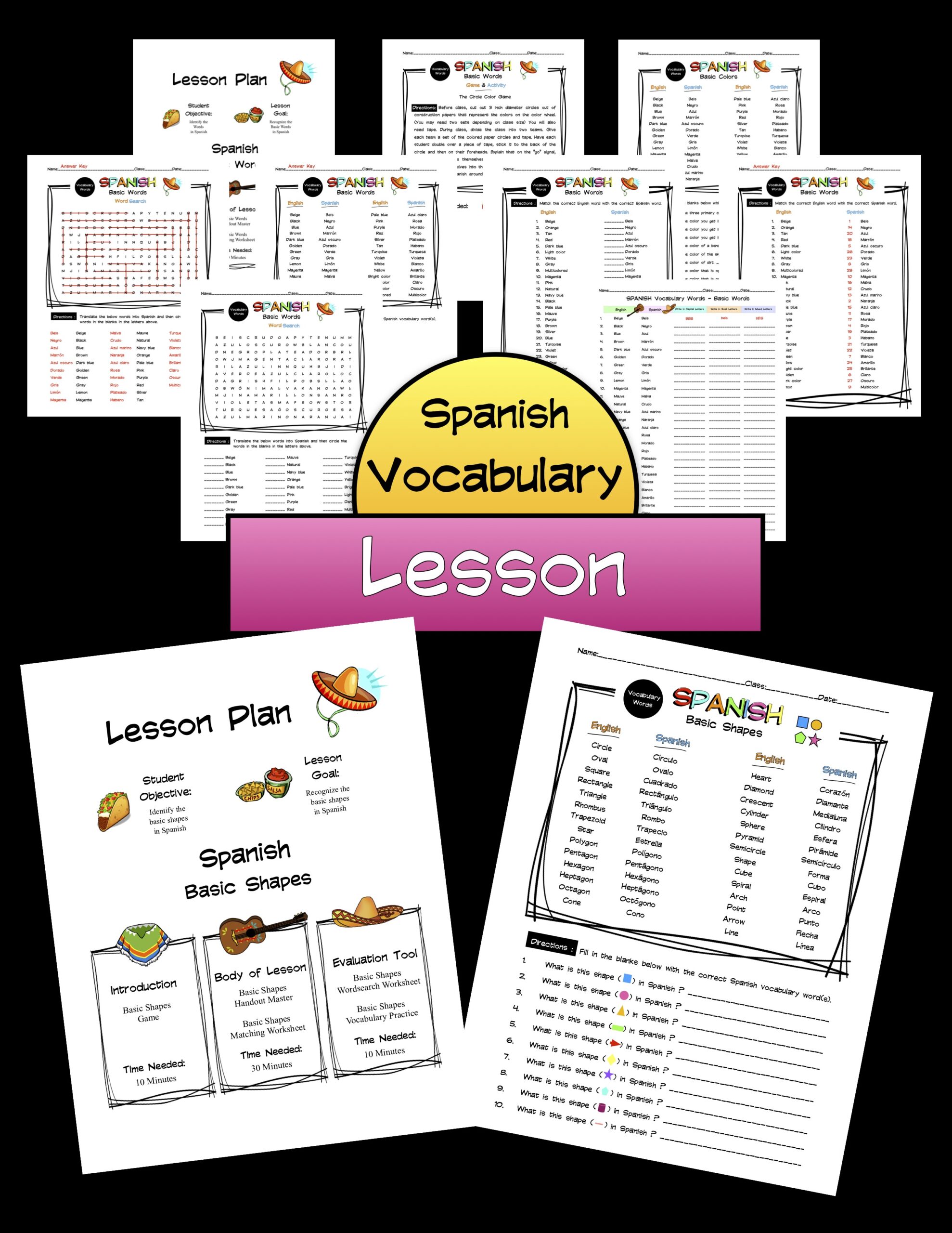Spanish Shapes Lesson Packet | Made By Teachers