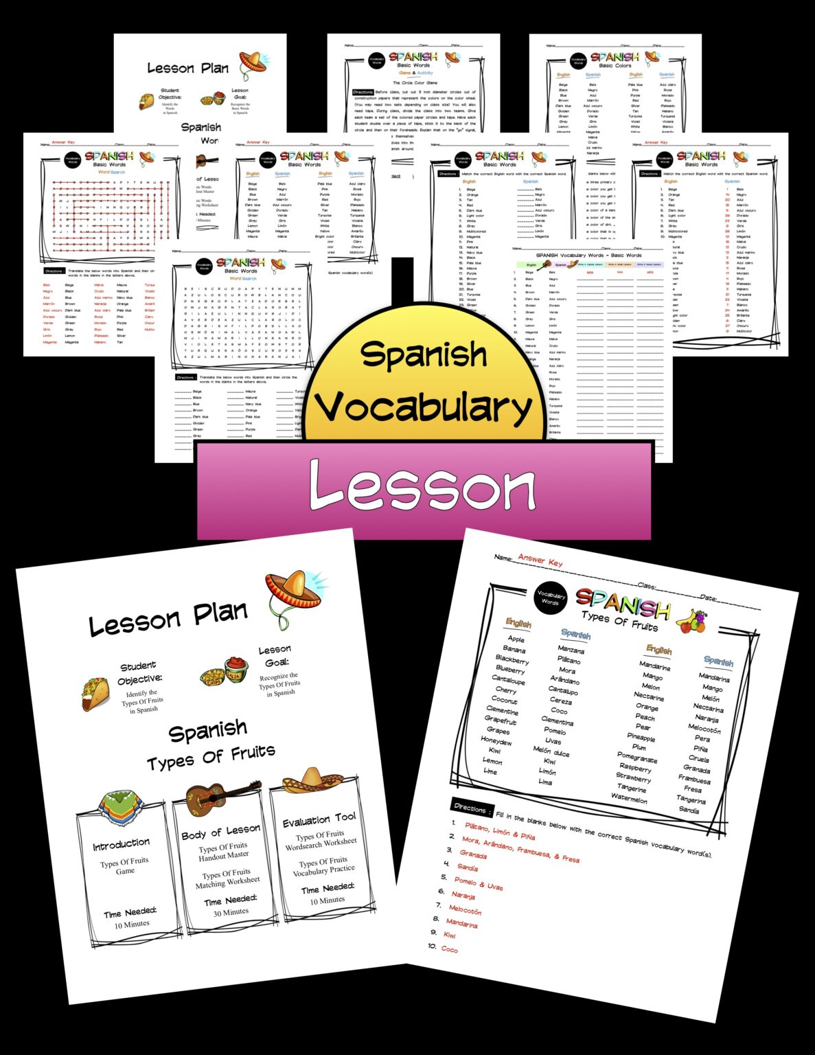 Spanish Fruits Lesson Packet | Made By Teachers
