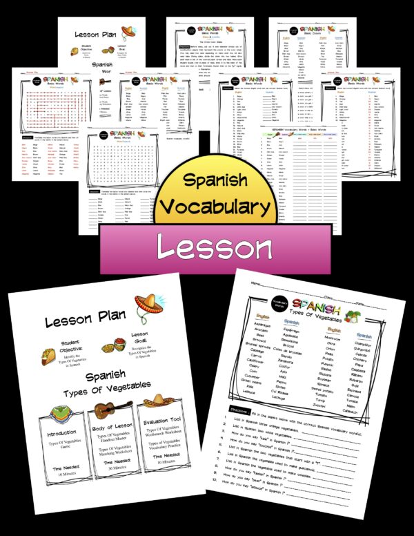 Spanish Vegetables Lesson Packet | Made By Teachers