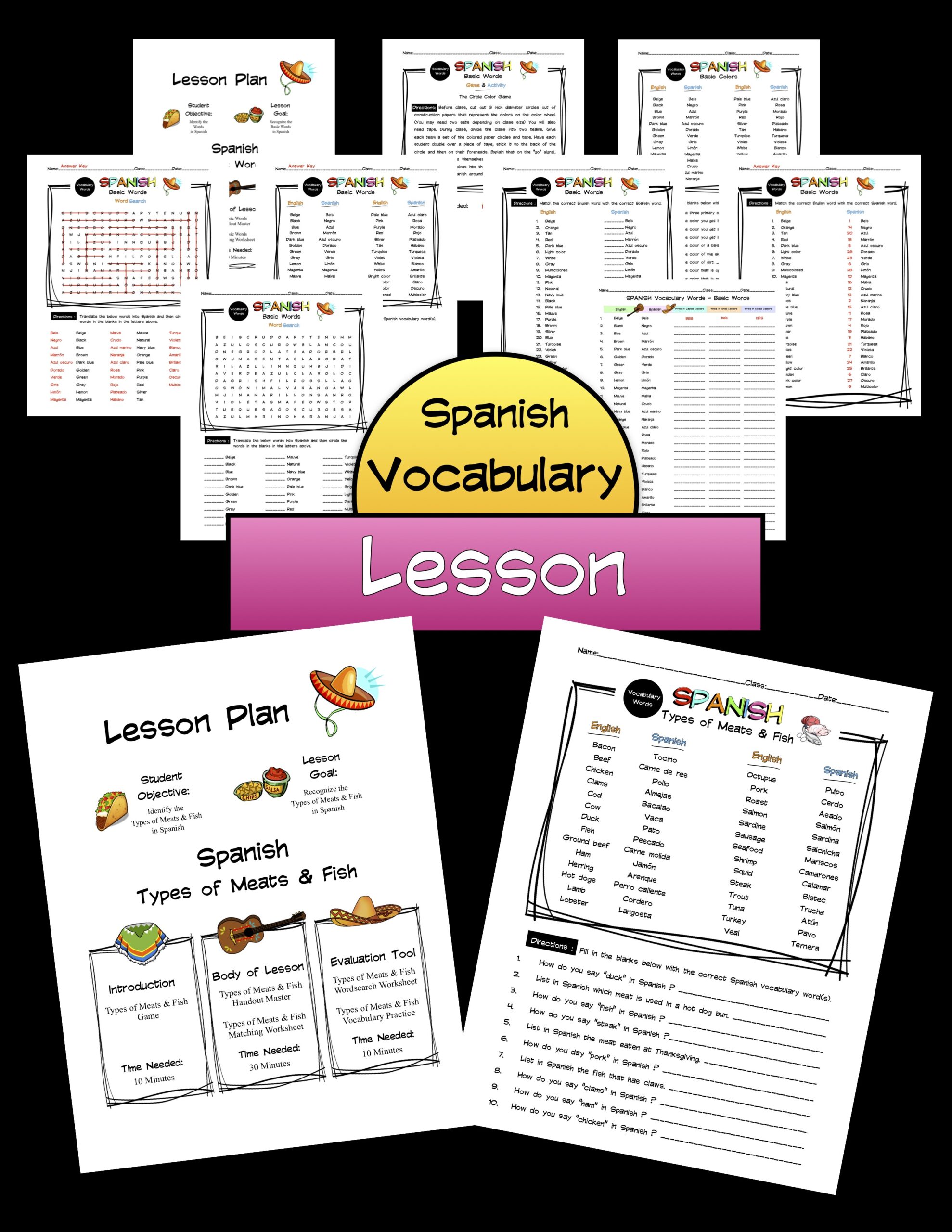 Spanish Meats & Fish Lesson Packet | Made By Teachers