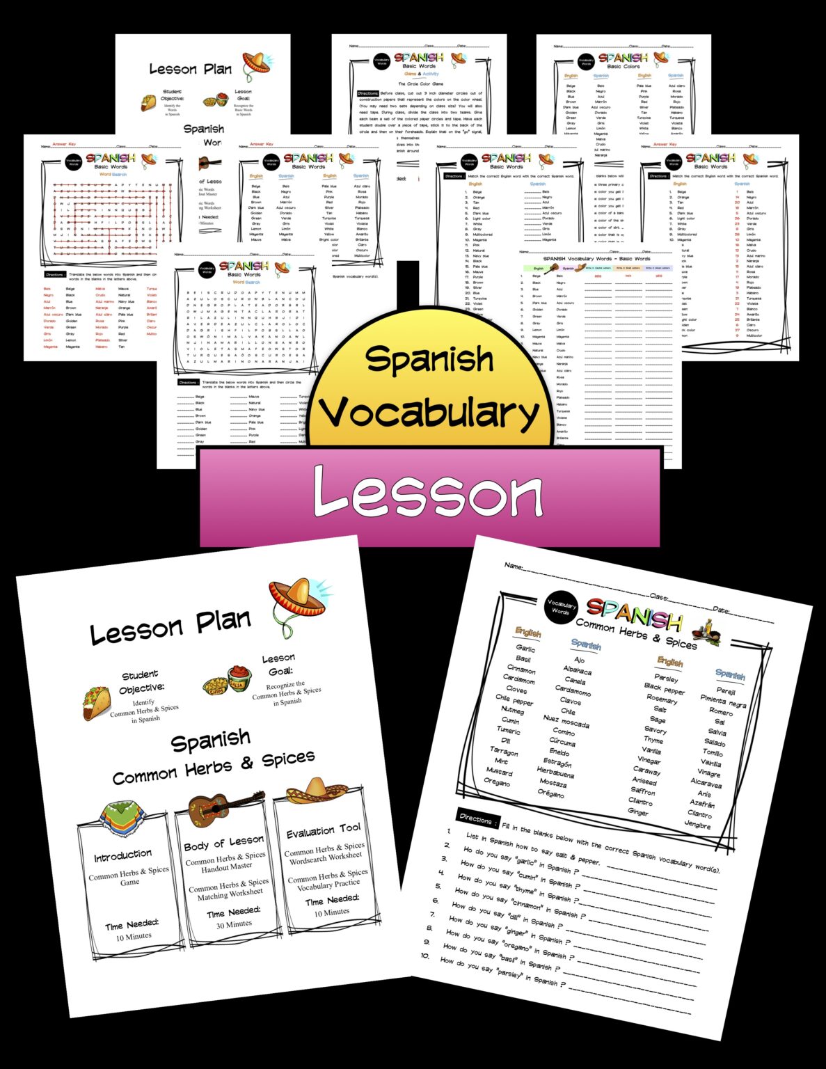 Spanish Herbs & Spices Lesson Packet | Made By Teachers