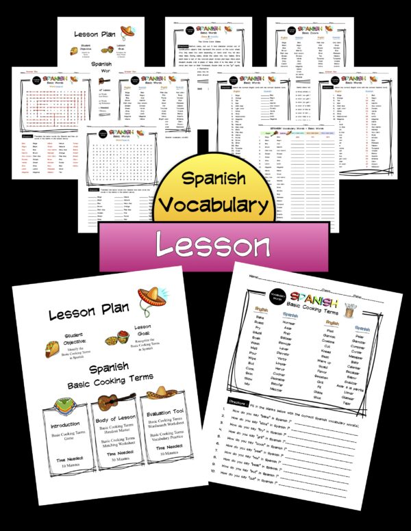 Spanish Cooking Terms Lesson Packet | Made By Teachers