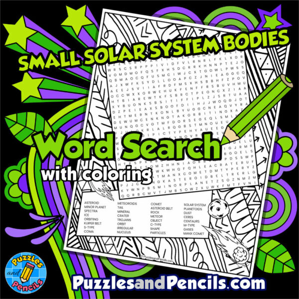 Small Solar System Bodies Word Search Puzzle Activity Page | Outer ...