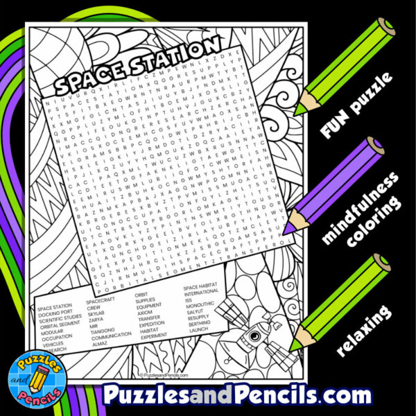 Space Station Word Search Puzzle Activity Page | Outer Space Wordsearch ...