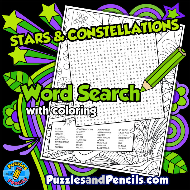 Stars and Constellations Word Search Puzzle Activity Page | Outer Space ...