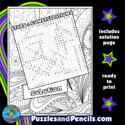 Stars and Constellations Word Search Puzzle Activity Page | Outer Space ...