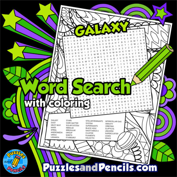 Galaxy Word Search Puzzle Activity Page | Outer Space Wordsearch | Made ...