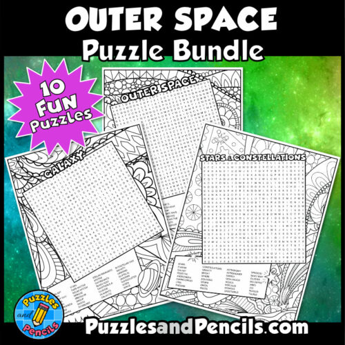Outer Space Word Search Puzzle Activity Page BUNDLE | 10 Wordsearch ...