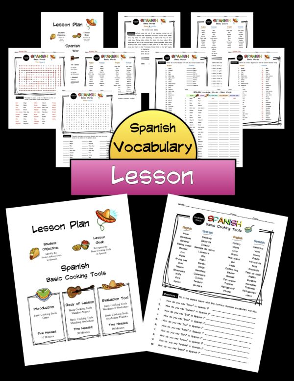 Spanish Cooking Tools Lesson Packet | Made By Teachers
