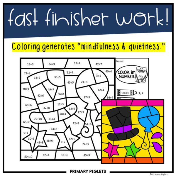 New Years Math Coloring Sheets - Division Color by Number Code - Made ...