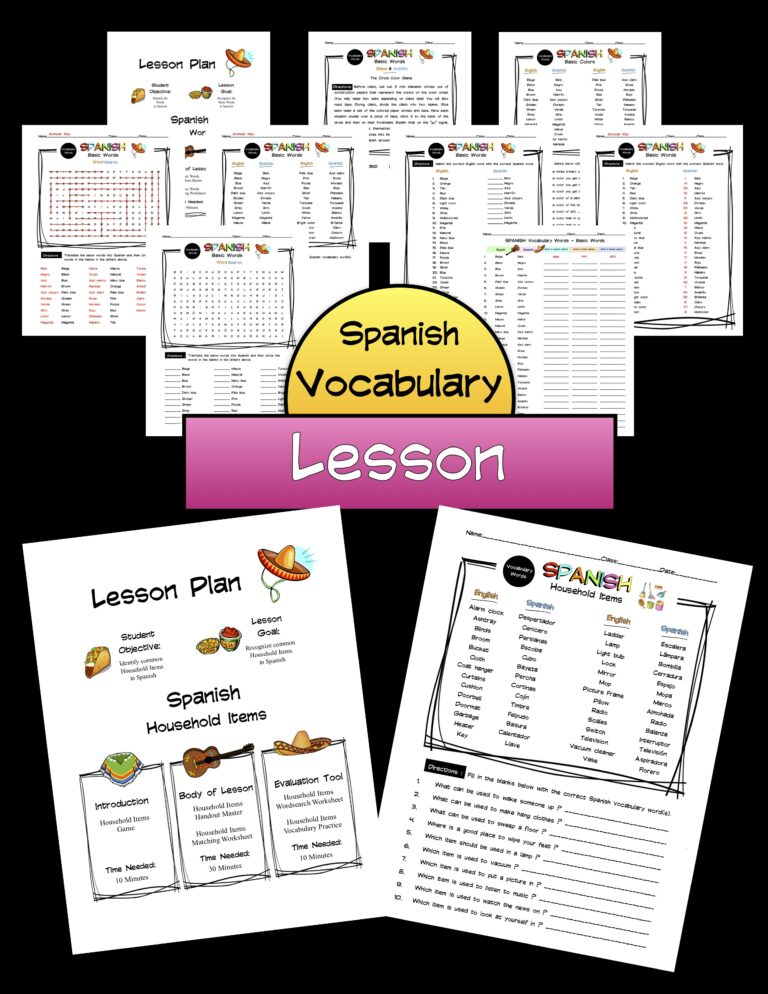 Spanish Household Items Lesson Packet | Made By Teachers