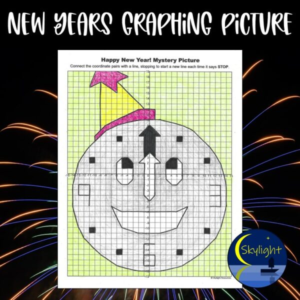 New Years Coordinate Plane Mystery Graphing Picture Four Quadrant Math ...