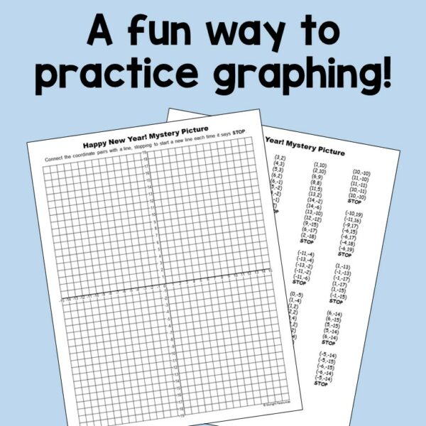 New Years Coordinate Plane Mystery Graphing Picture Four Quadrant Math ...