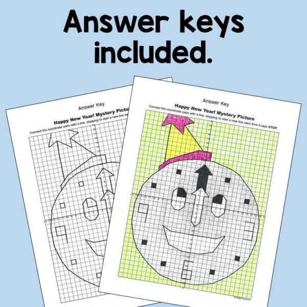 New Years Coordinate Plane Mystery Graphing Picture Four Quadrant Math ...