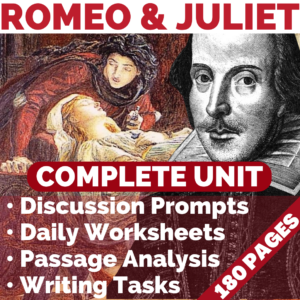 Romeo and Juliet by Shakespeare: COMPLETE UNIT: Worksheets, Discussion ...