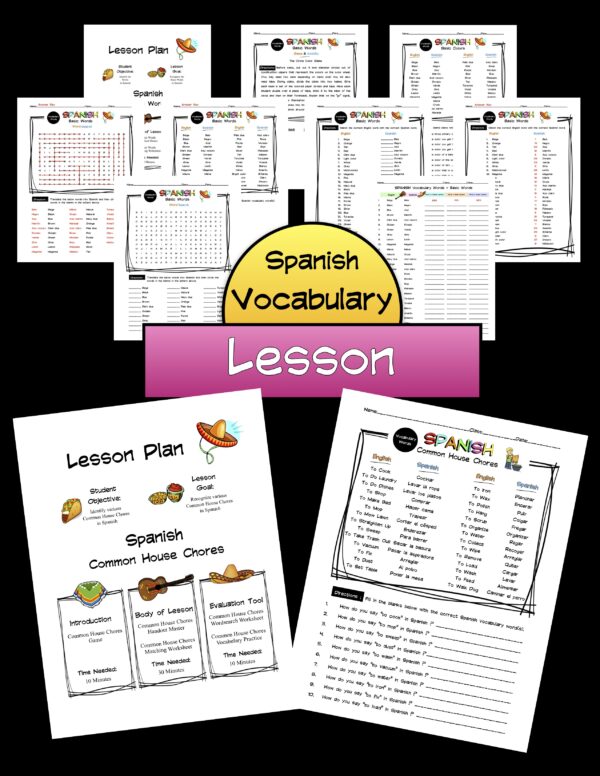 Spanish House Chores Lesson Packet | Made By Teachers