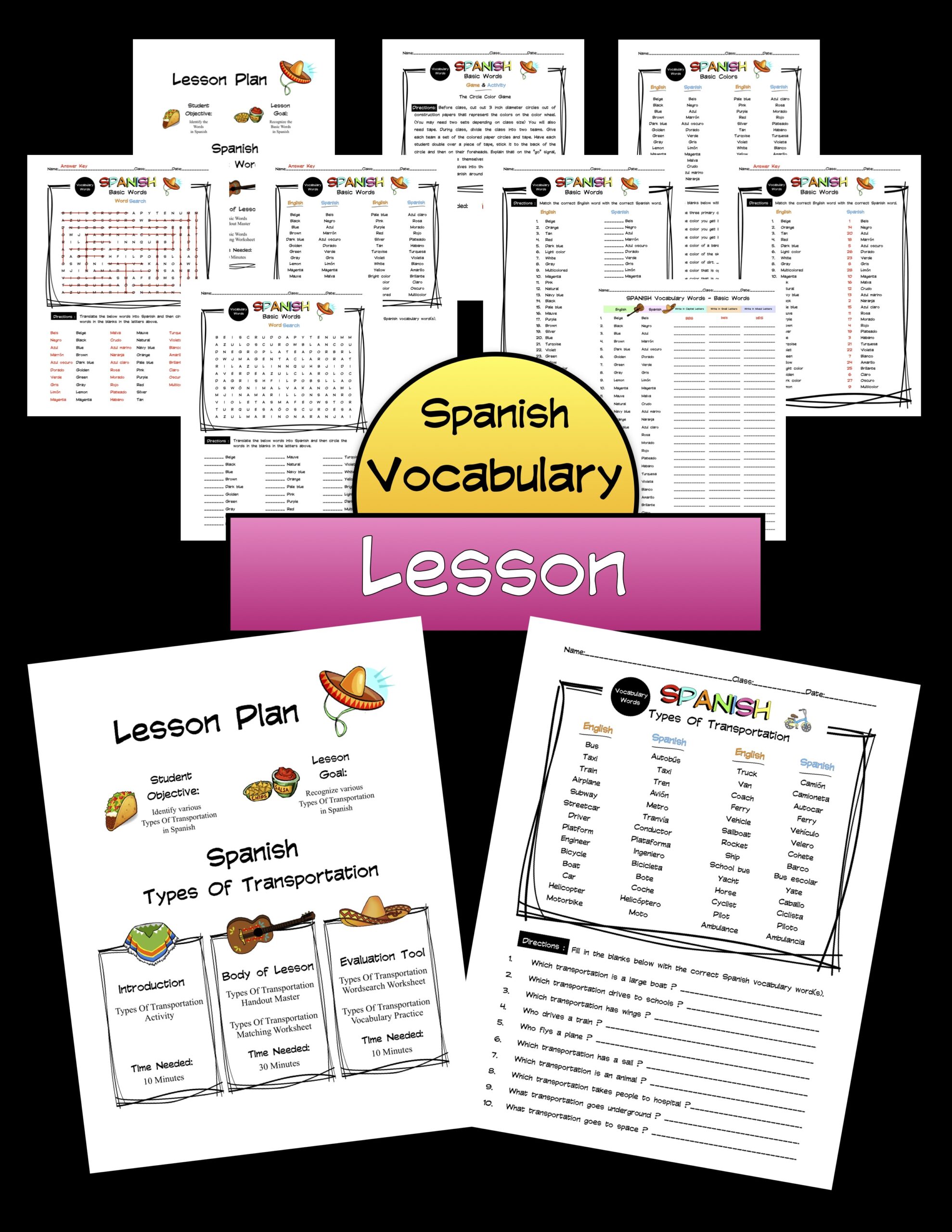 Spanish Common Phrases Vocabulary Word List Worksheet & Answer Key ...