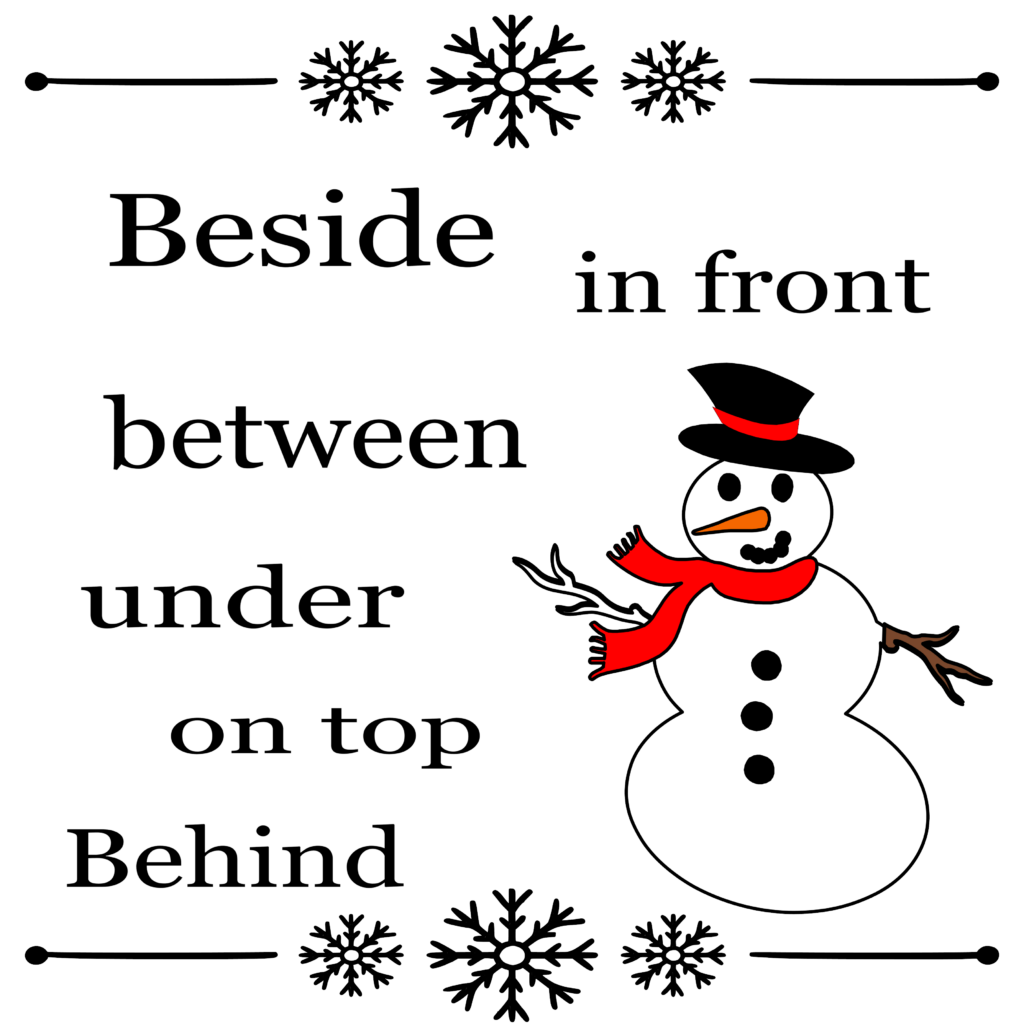Snowman | positional words | speech activities | prepositions | Made By ...
