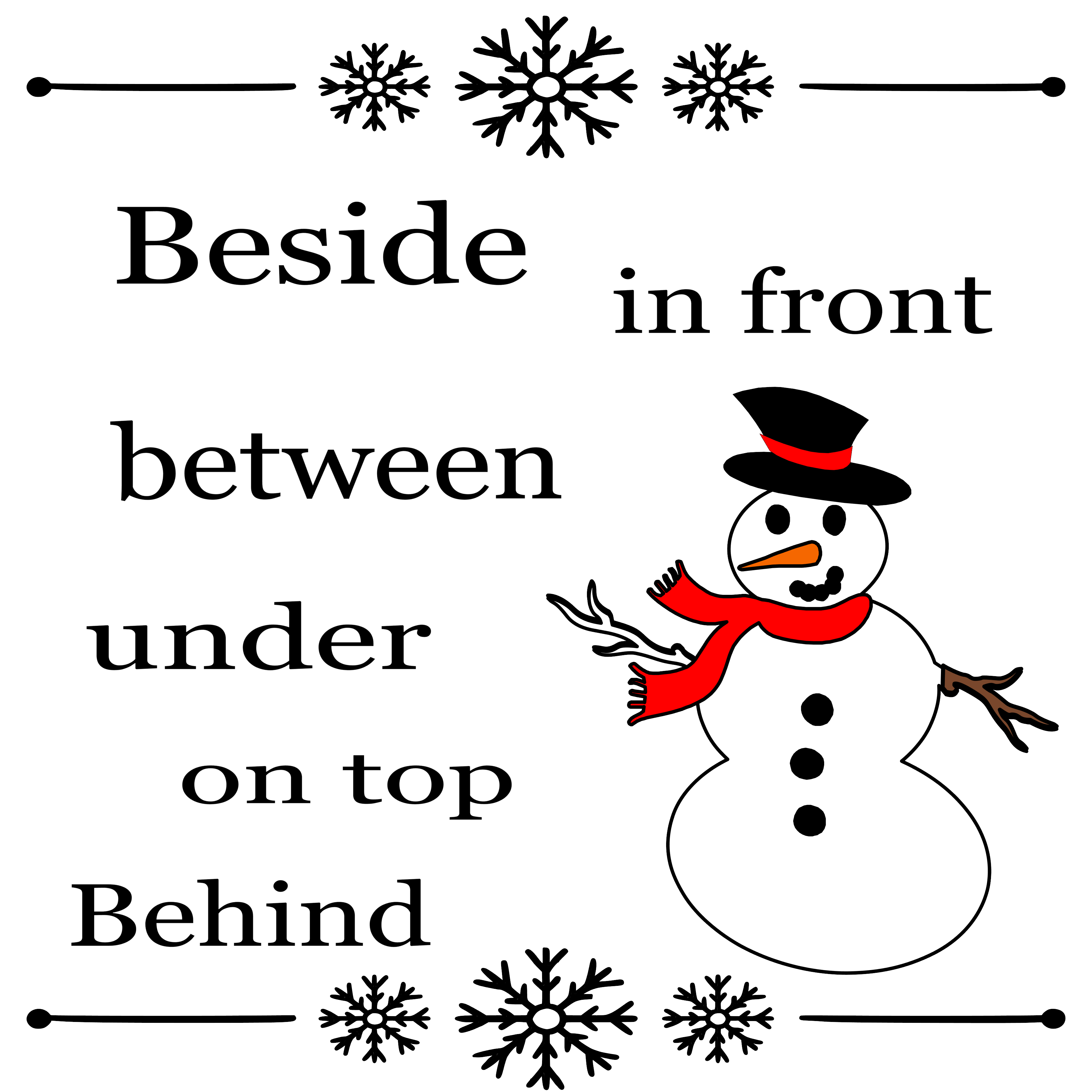 Snowman | positional words | speech activities | prepositions | Made By ...