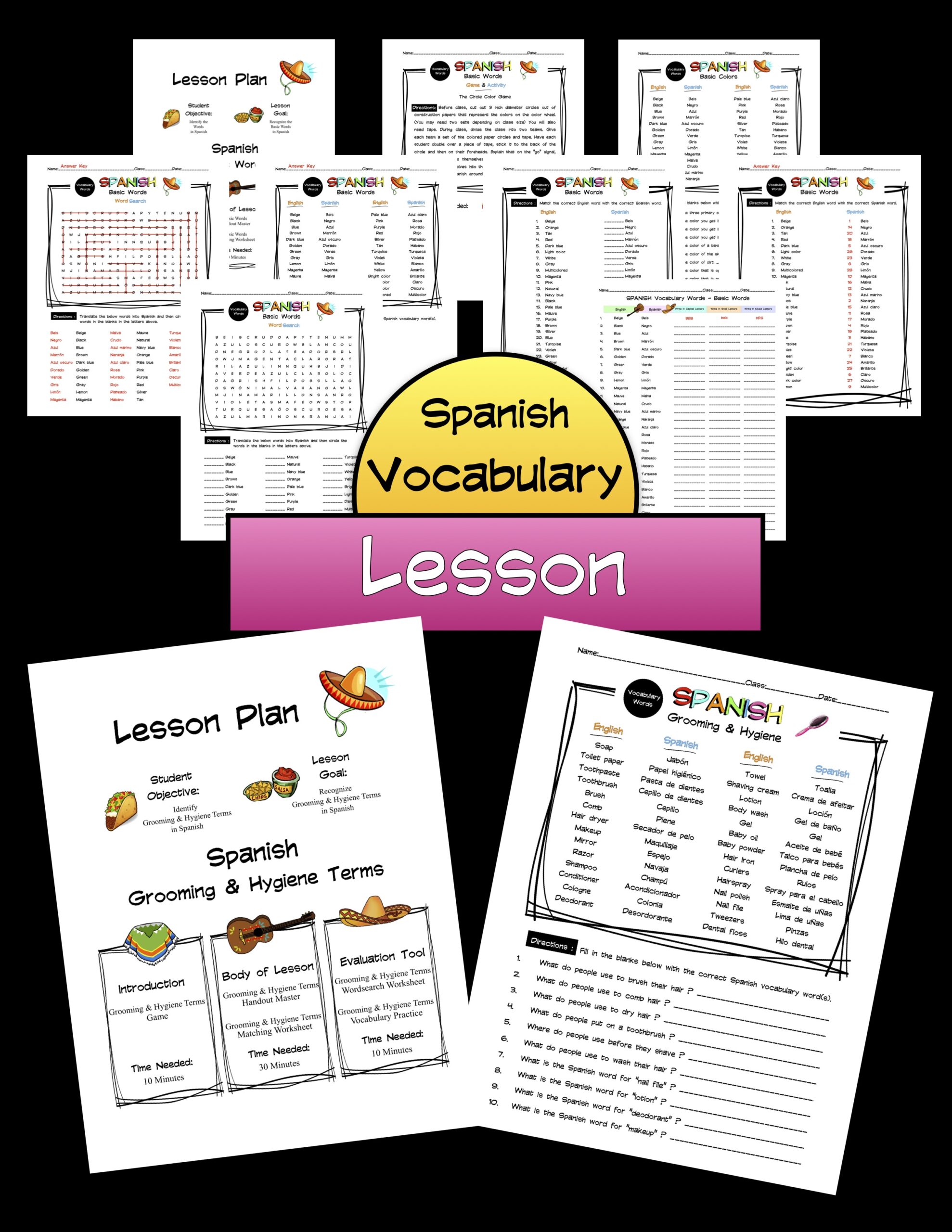 Spanish Grooming/Hygiene Lesson Packet | Made By Teachers