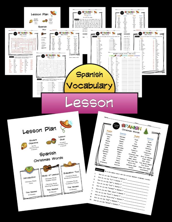 Spanish Christmas Words Lesson Packet | Made By Teachers