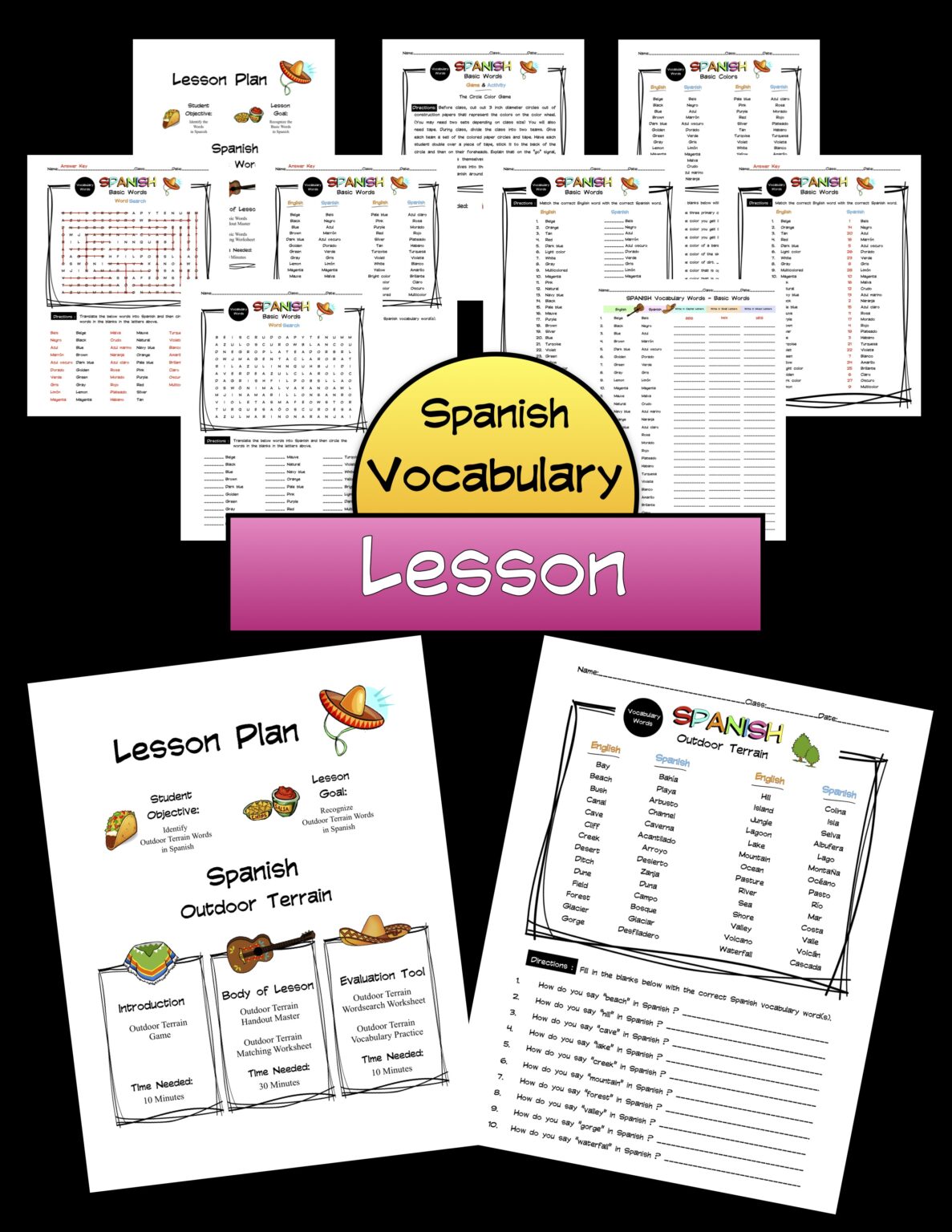 Spanish Outdoor Terrain Lesson Packet | Made By Teachers