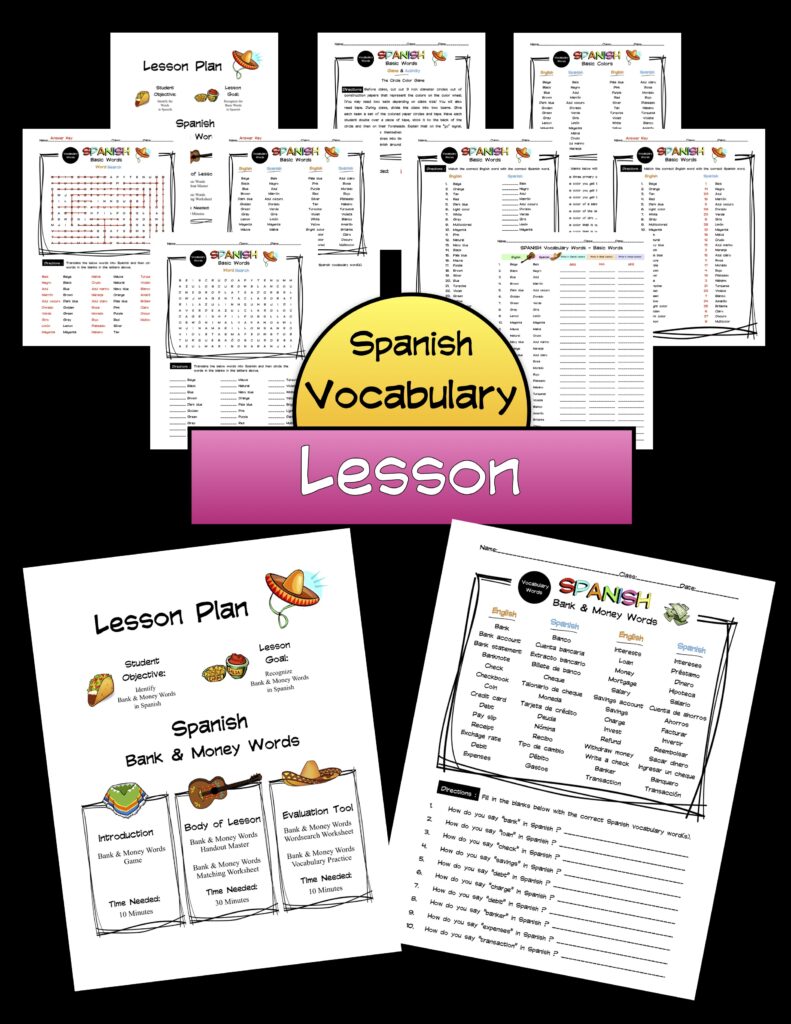 Spanish Bank & Money Words Lesson Packet | Made By Teachers